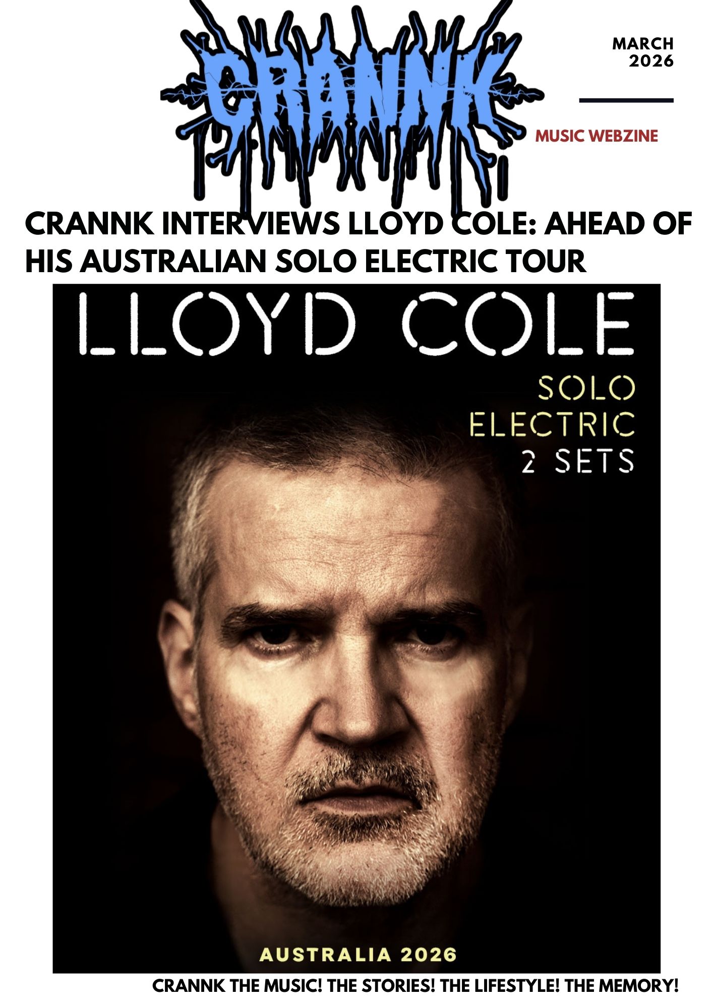 Crannk Interviews Lloyd Cole: Ahead Of His Australian Solo Electric Tour